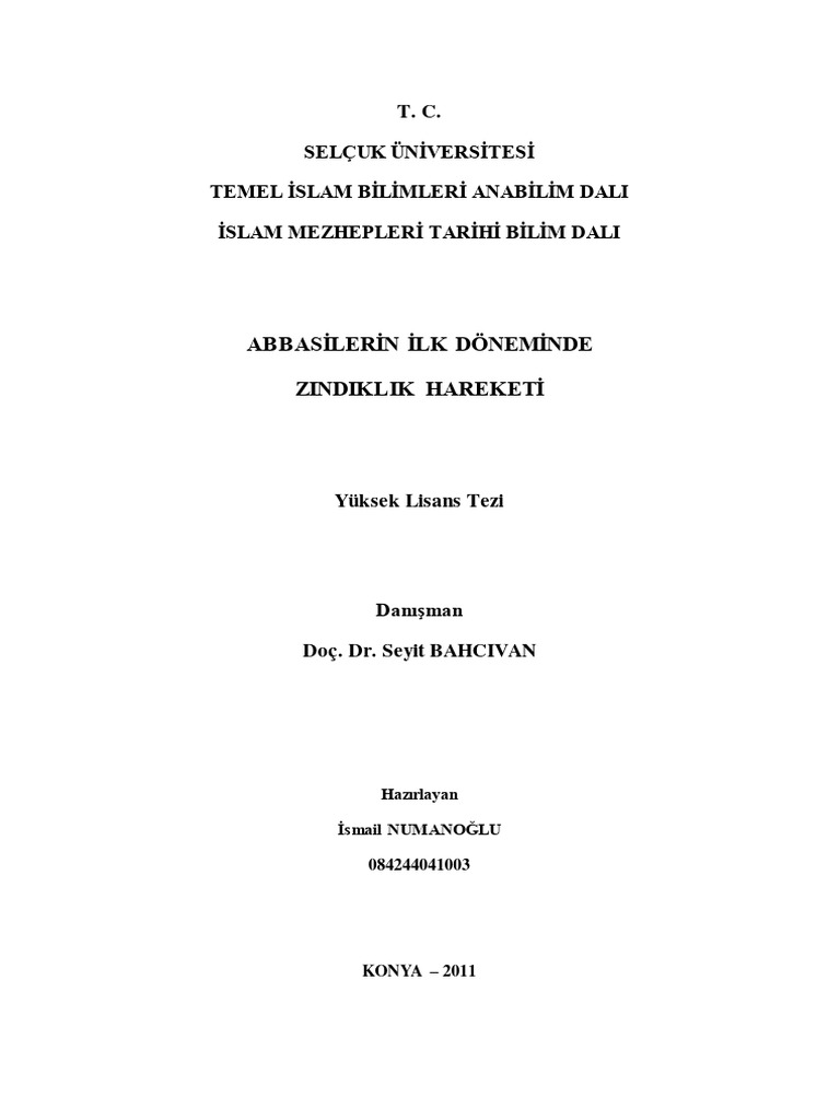 Abbasiler ilk dönemi ZİNDIKLIK Hareketleri | PDF Abbasiler ilk dönemi ZİNDIKLIK Hareketleri | PDF