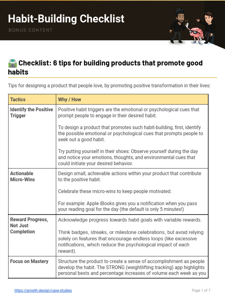 Habit Building Checklist - Compressed | PDF | Habits | Psychology