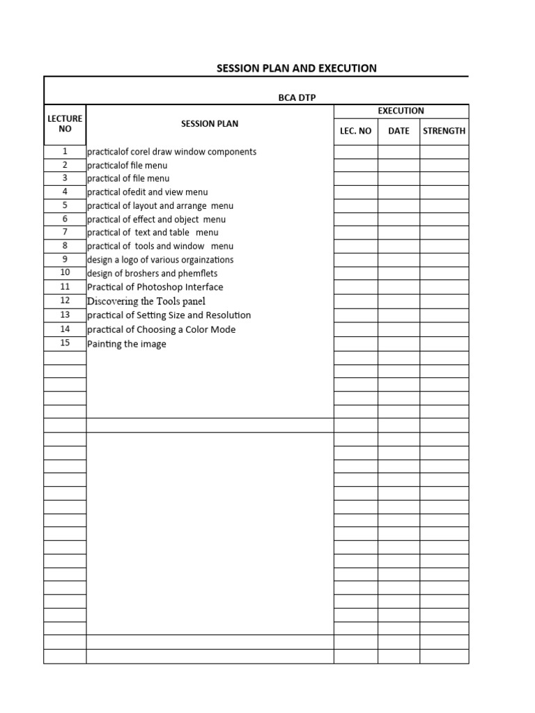 Session Plan Bca DTP | PDF Session Plan Bca DTP | PDF
