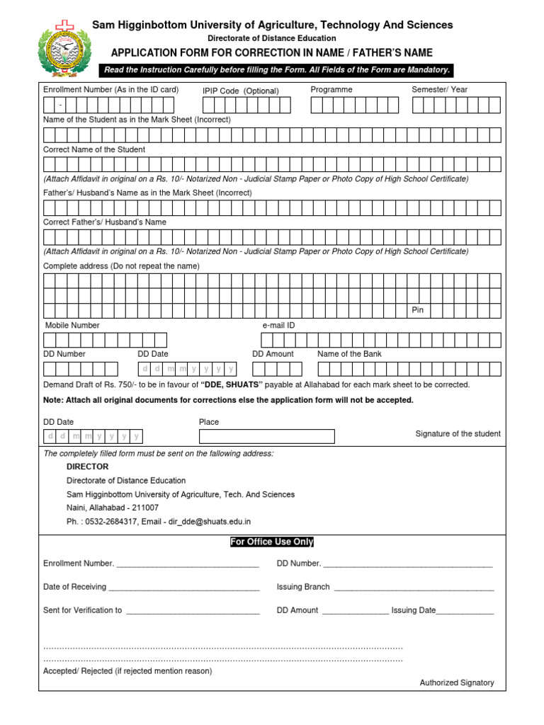 Name Correction Form New | PDF | Applications Of Cryptography | Access Control