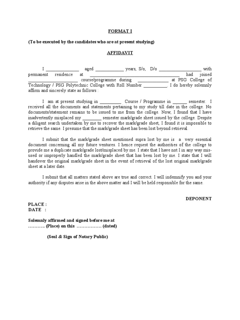 Affidavit Format | PDF | Common Law | Document