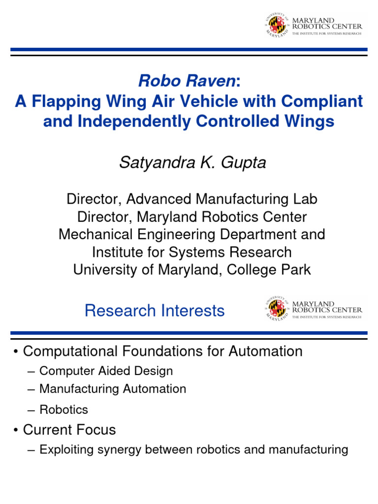 Robo Raven A Flapping Wing Air Vehicle With Compliant and Independently ...