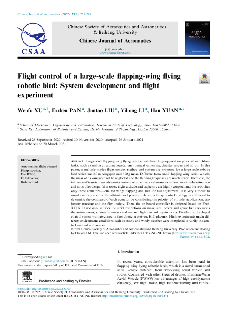 2021 Flight Control of A Large-Scale Flapping-Wing Flying Robotic Bird ...