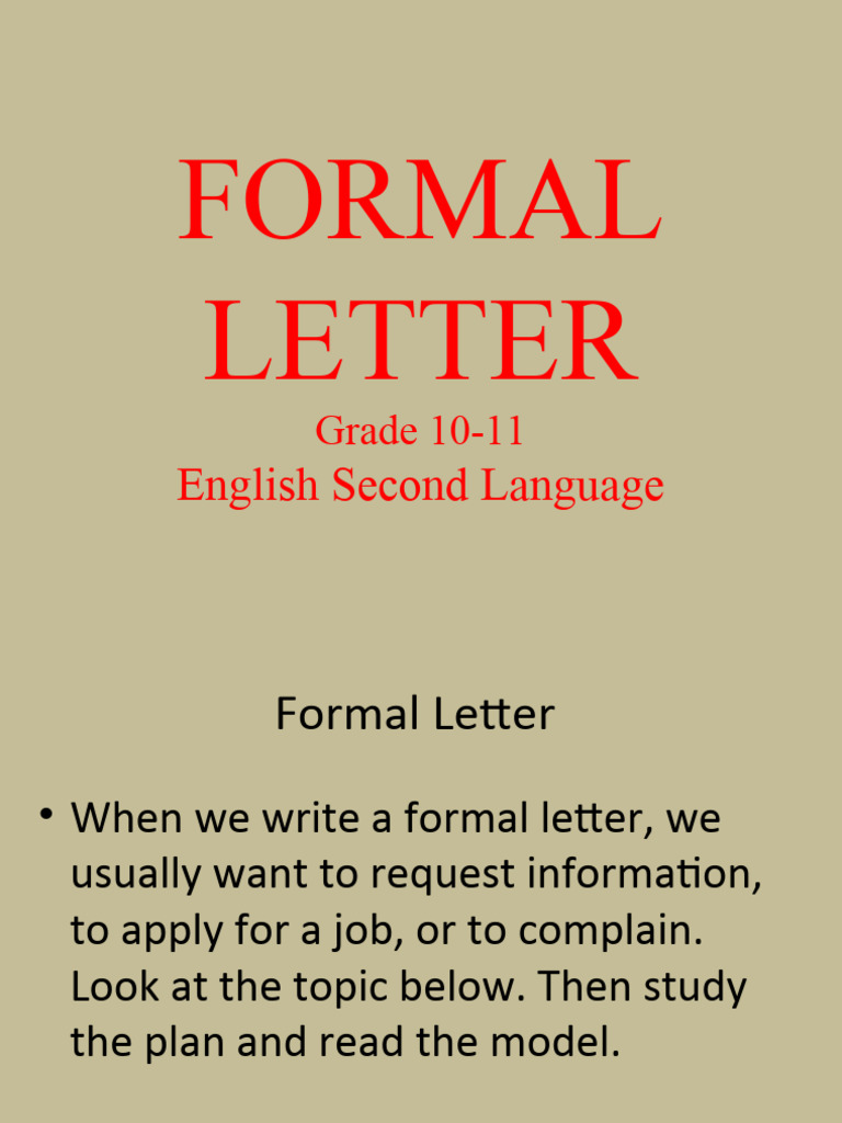 Formal-Letter Grade 11 | PDF