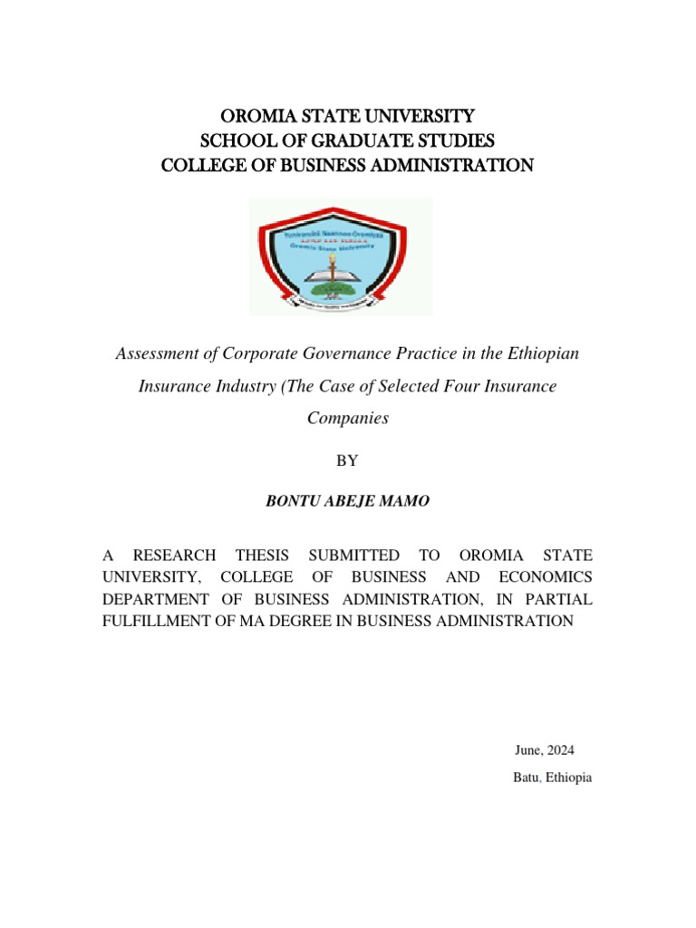 Final Bontu Abeje After Defence print | PDF | Corporate Governance ...