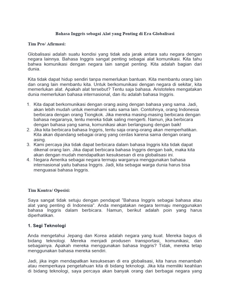Bahasa Inggris: Penting atau Tidak? | PDF | Perjalanan | Kajian Bahasa ...