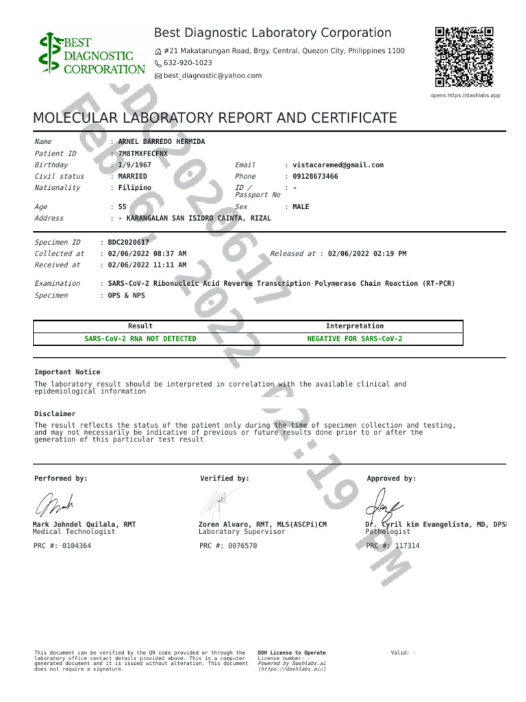 Arnel Hermida - Sars - Cov - 2 - RT - PCR - Best - Diagnostics | PDF | Reverse Transcription ...