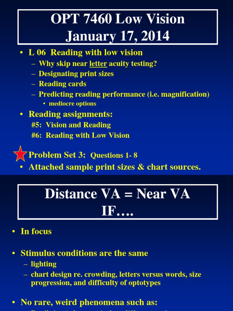 Low Vision Course Part 2 | PDF | Visual Acuity | Visual Impairment