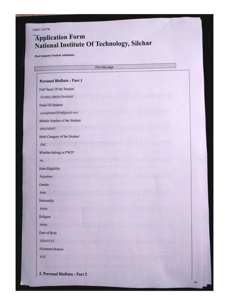 Nits Application Form | PDF