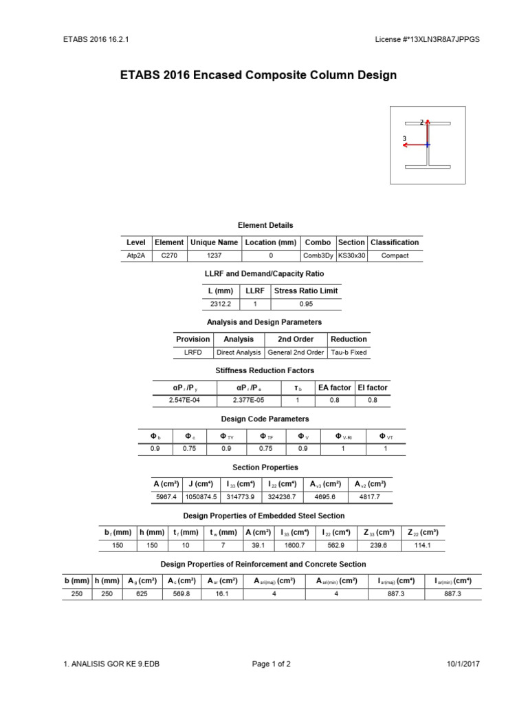 ETABS 2016 Encased Composite Column Design: R y R e B | PDF | Civil Engineering | Physical Sciences
