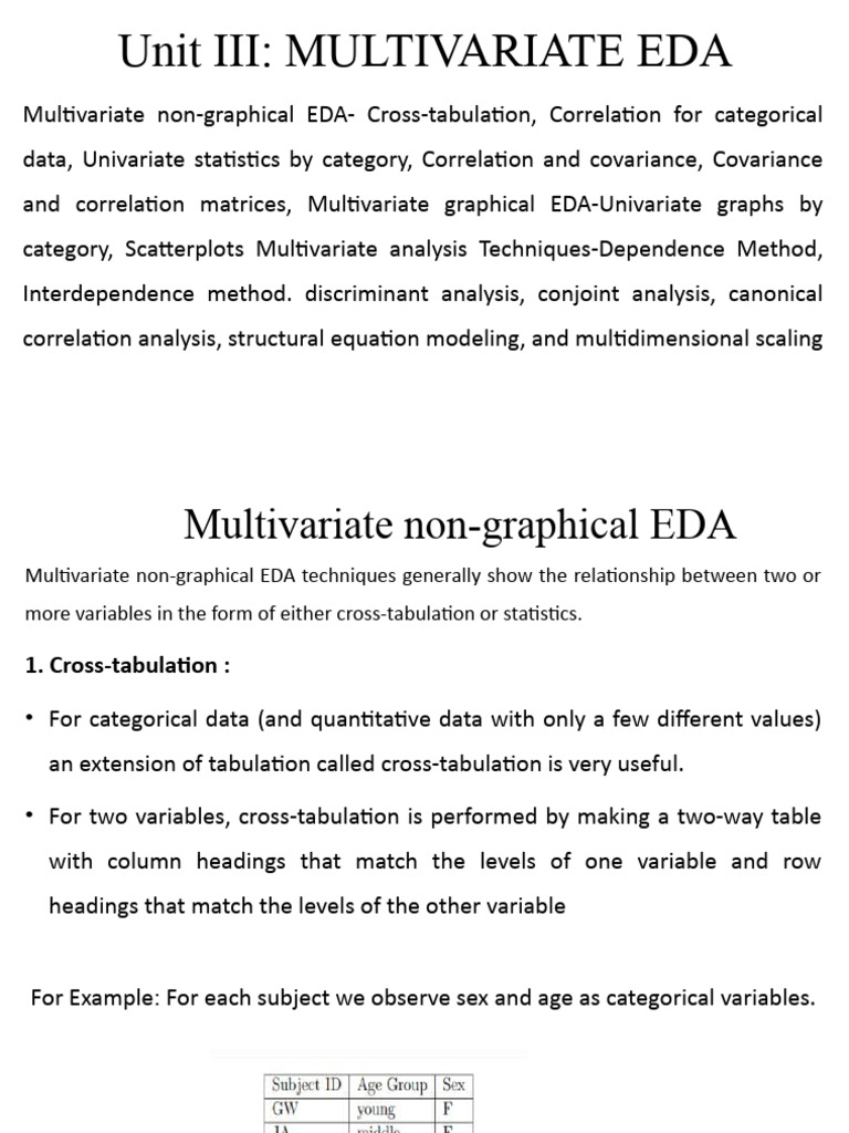 Multivariate EDA Techniques Overview | PDF | Dependent And Independent Variables | Scatter Plot