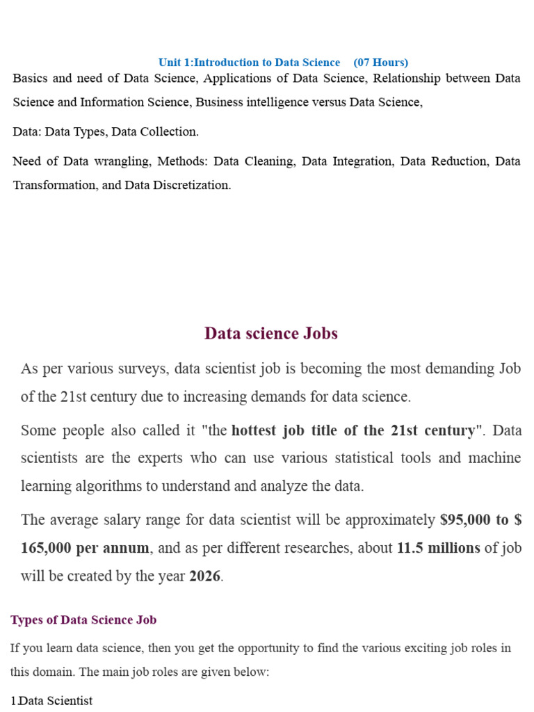 Unit 1 | PDF | Data Science | Business Intelligence