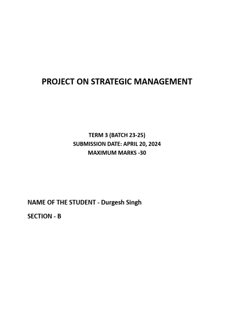 SM Project | PDF | Corporate Social Responsibility | Strategic Management
