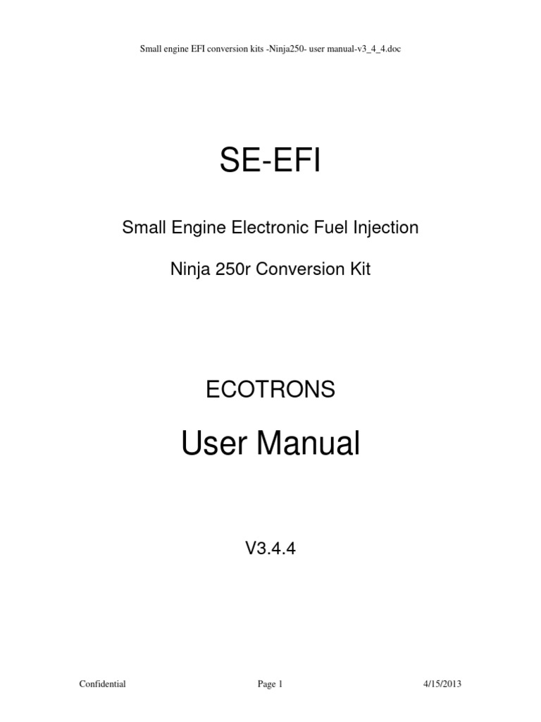 Small Engine EFI Conversion Kits -Ninja250- User Manual | Download Free PDF | Throttle | Fuel ...
