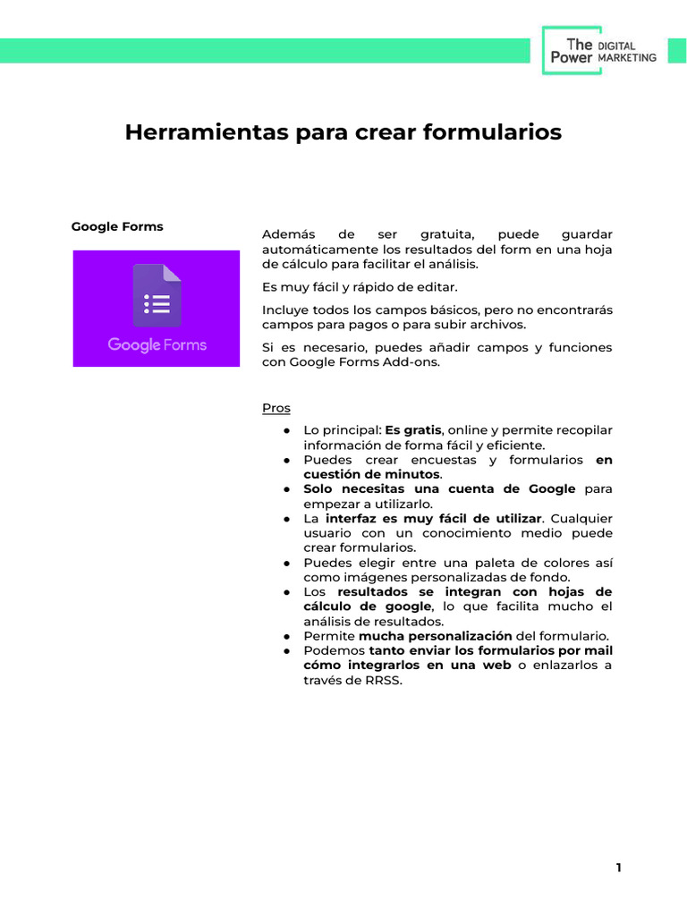 Comparativa de Herramientas para Formularios | PDF | Enchufe (informática) | Informática