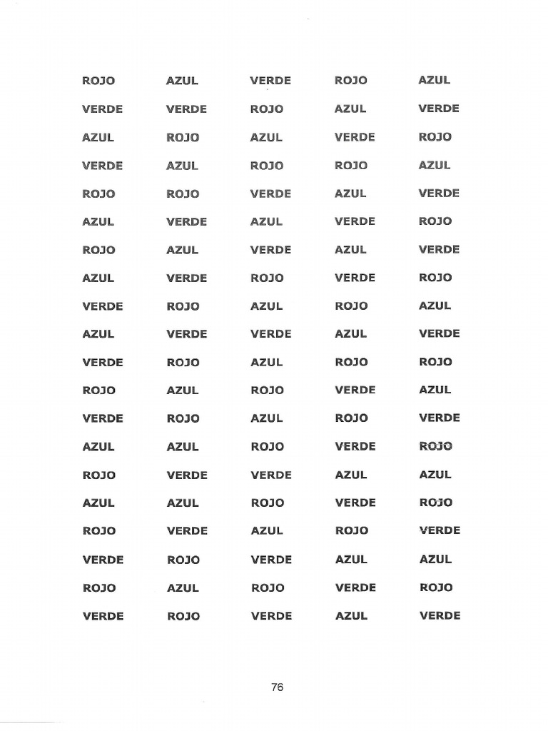 Stroop (Funciones Ejecutivas) | PDF