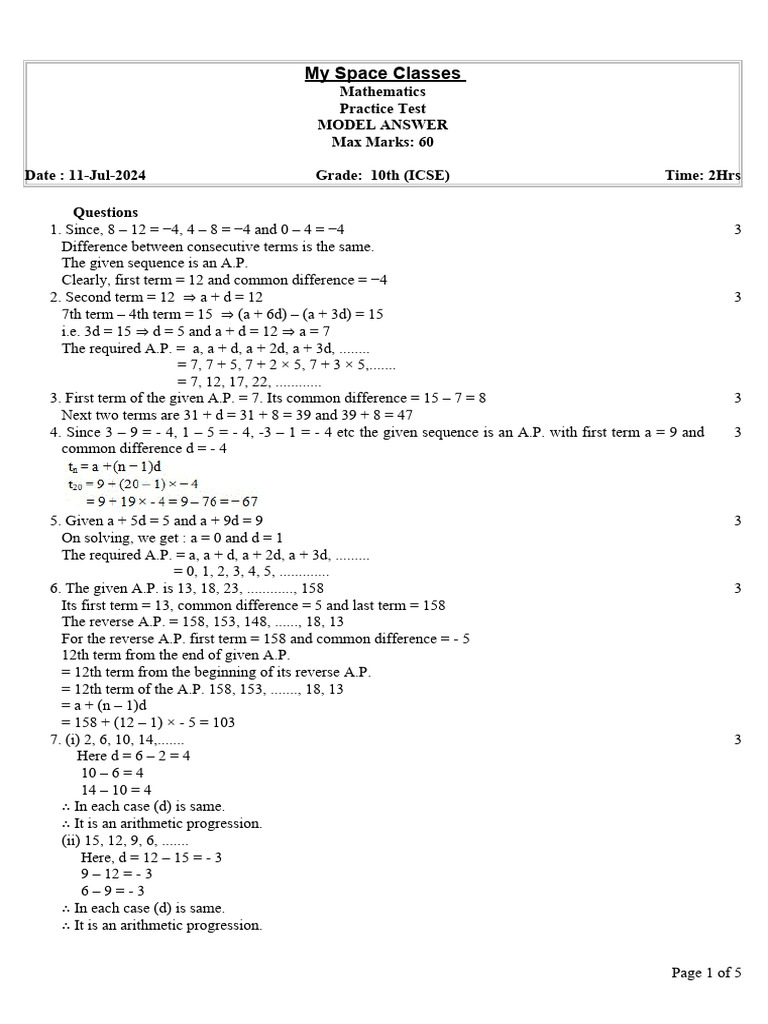 A.p, G.P Ans | PDF | Mathematics | Arithmetic