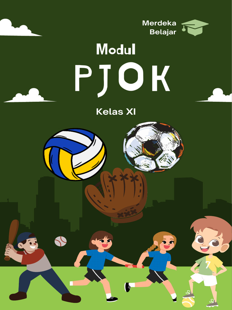 Hijau Ilustrasi Sampul Buku Modul Pembelajaran PJOK | PDF