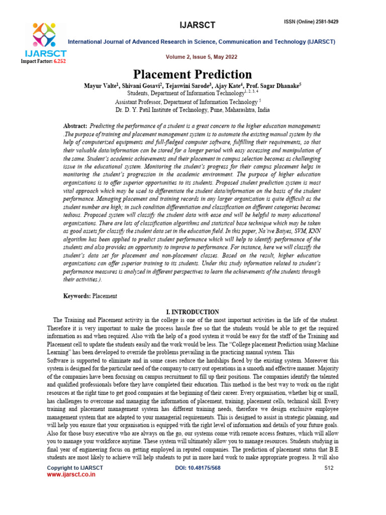 R4 - Placement Prediction | PDF | Support Vector Machine | Machine Learning