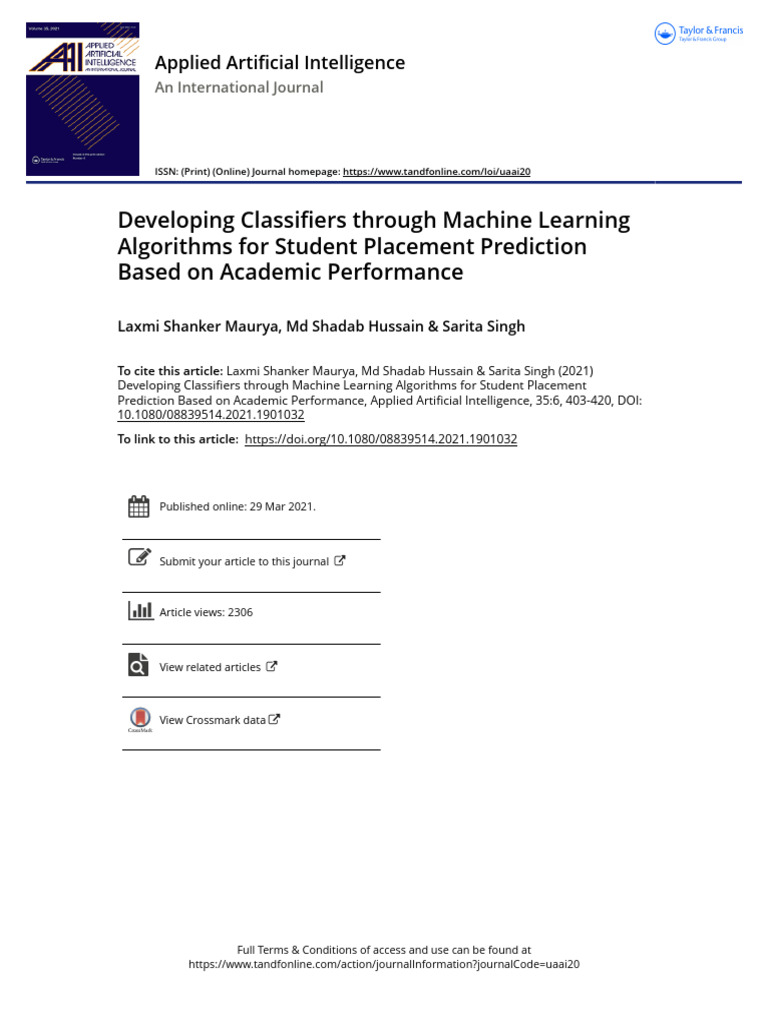 R1 - Developing Classifiers Through Machine Learning | PDF | Receiver Operating Characteristic ...