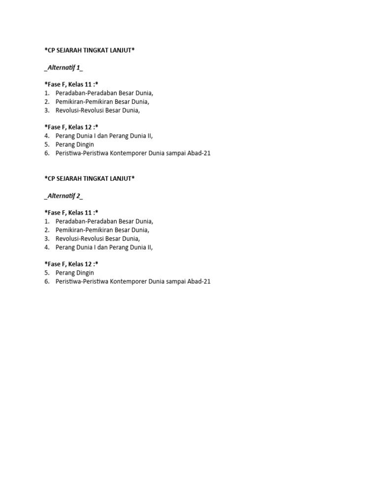 CP Sejarah Tingkat Lanjut | PDF
