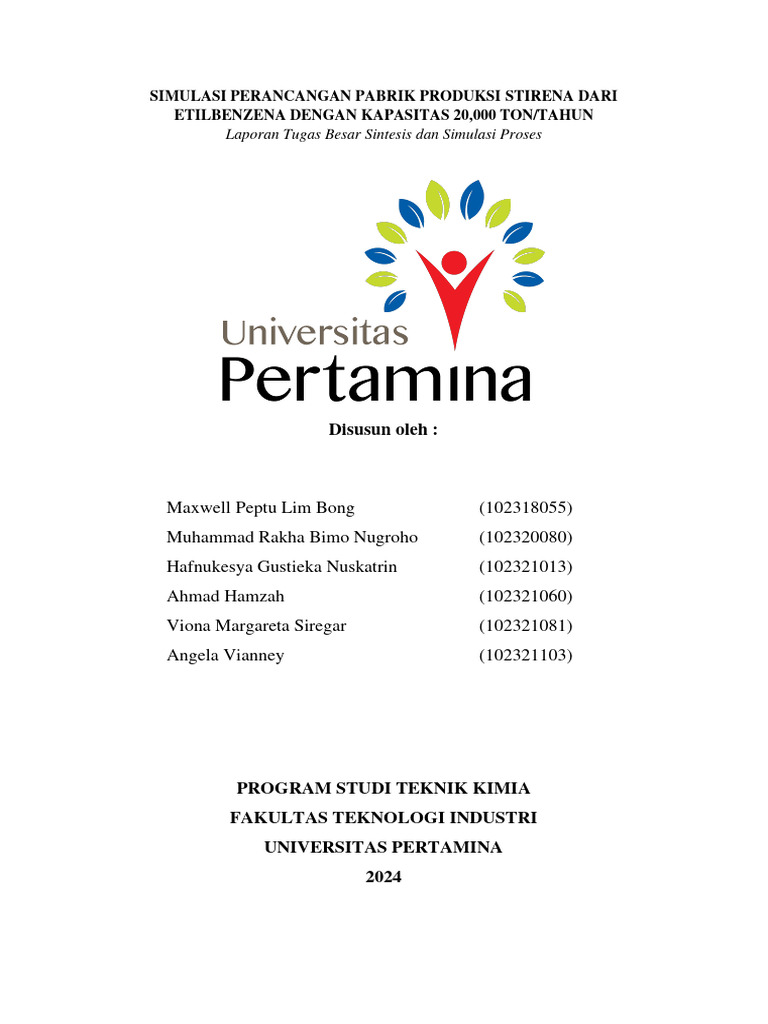 Simulasi Perancangan Pabrik Produksi Stirena Dari Etilbenzena Dengan ...