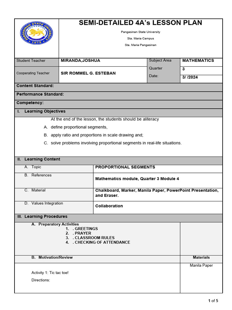 Proportional Segments Pdf Mathematics