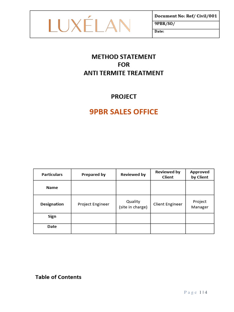 Anti Termite Method Statement | PDF