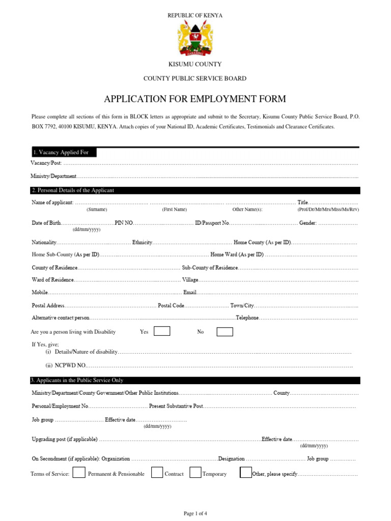 Application For Employment Form | PDF
