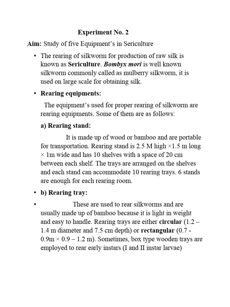 Sericulture Exp - No. 2 | PDF | Home & Garden