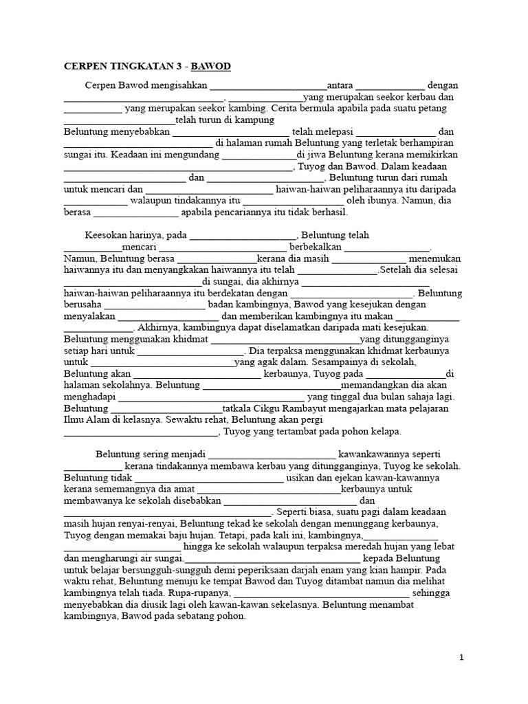 Komsas T3 - Cerpen Bawod 2024 PDF | PDF