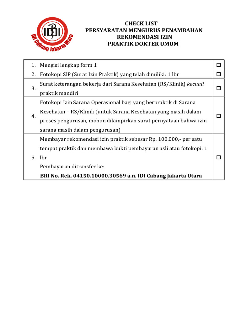 Form Penambahan Rekomendasi SIP Dokter Umum Revisi VIII | PDF ...