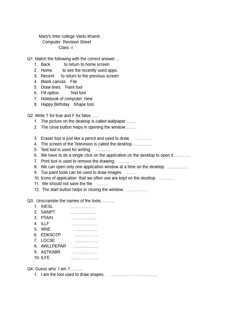 Annual Revision Sheet Computer | PDF | Computer Keyboard | Computing