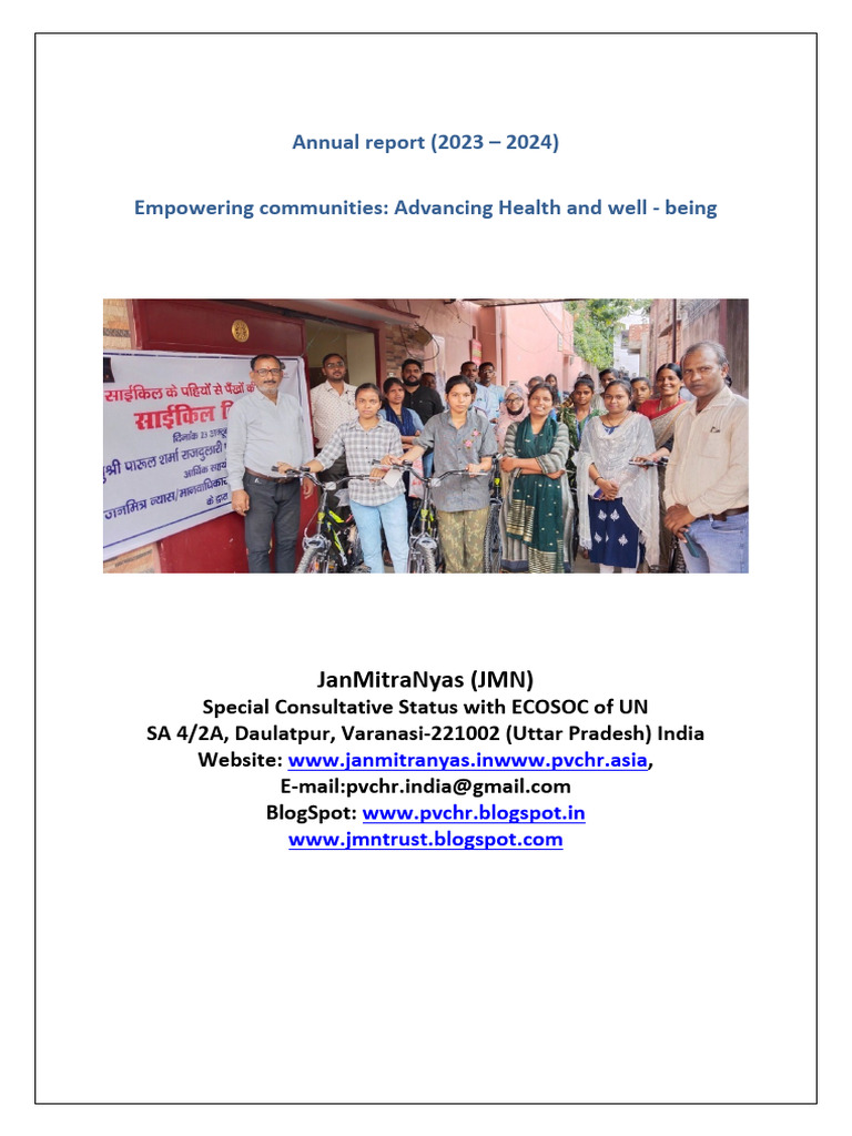 Annual Report of JanMitra Nyas (2023 2024) | PDF | Non Communicable ...
