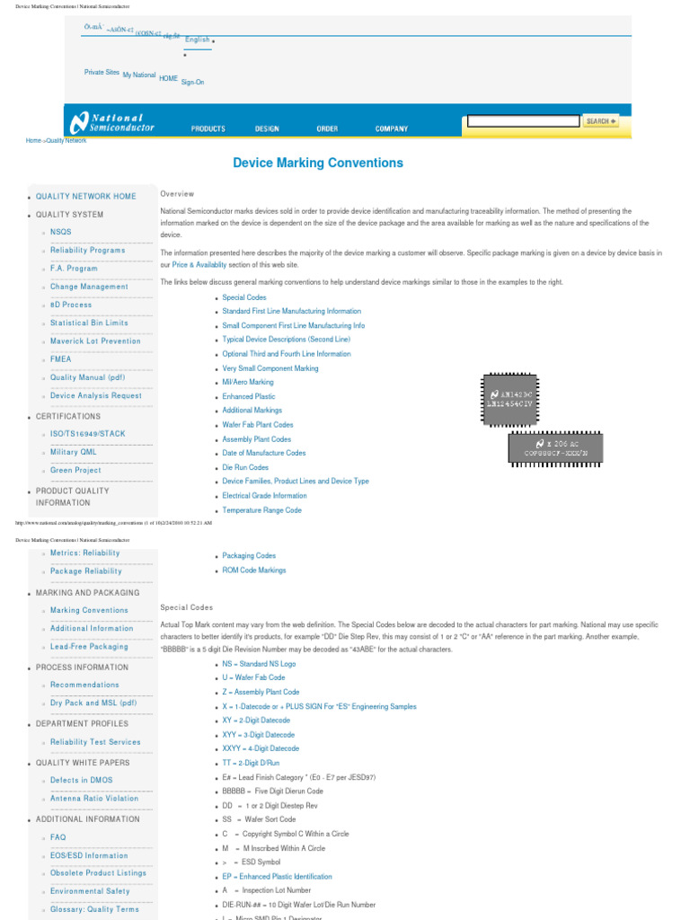 Natsemi Device Marking Conventions | PDF | Semiconductor Device ...