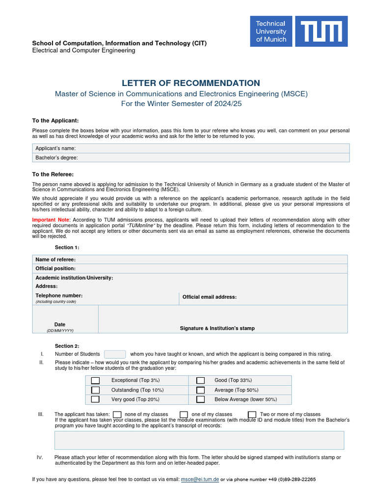 MSCE Letter of Recommendation | Download Free PDF | Engineering