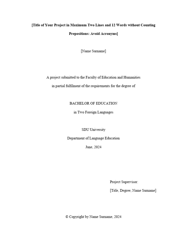 TFL Bachelor PROJECT Template - 2022 | PDF | Apa Style | Citation