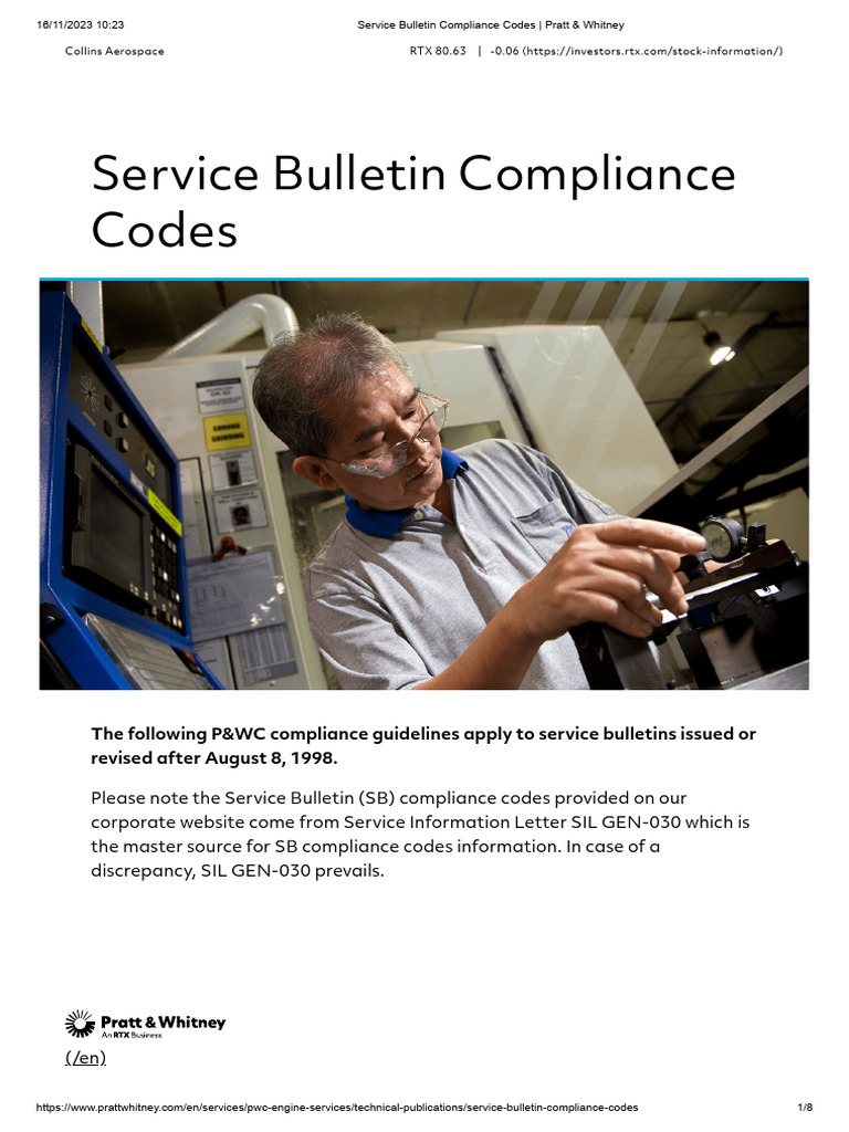 Service Bulletin Compliance Codes - Pratt & Whitney | PDF | Transport ...