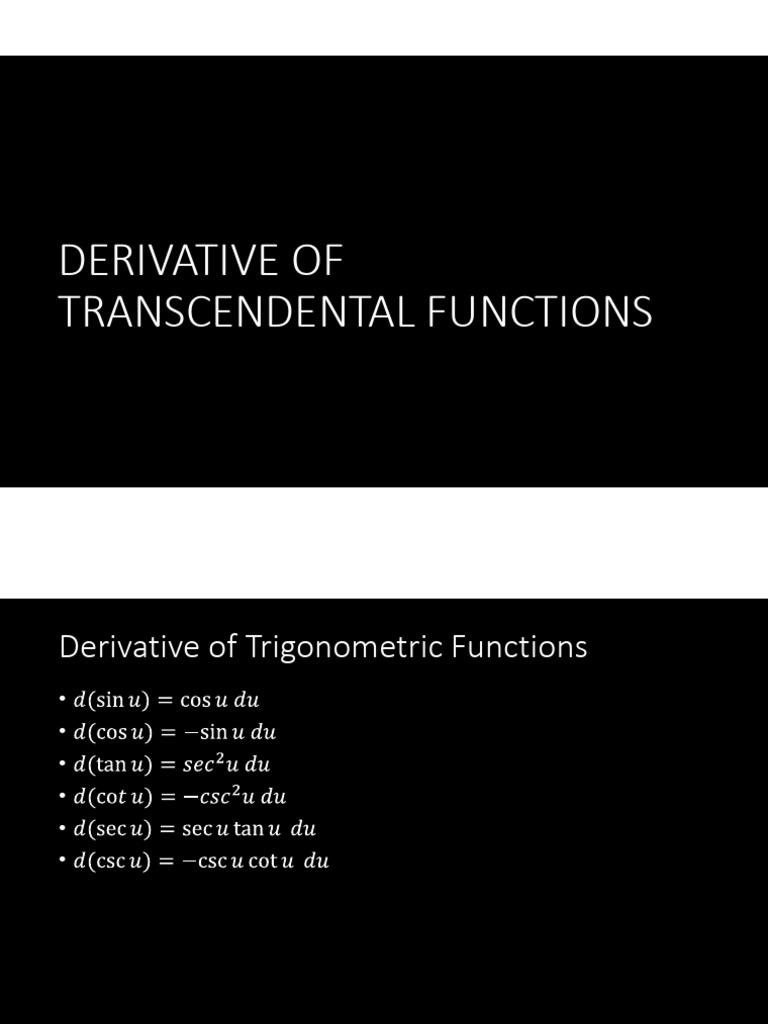 Derivative of Transcendental Functions | PDF | Computers | Technology ...
