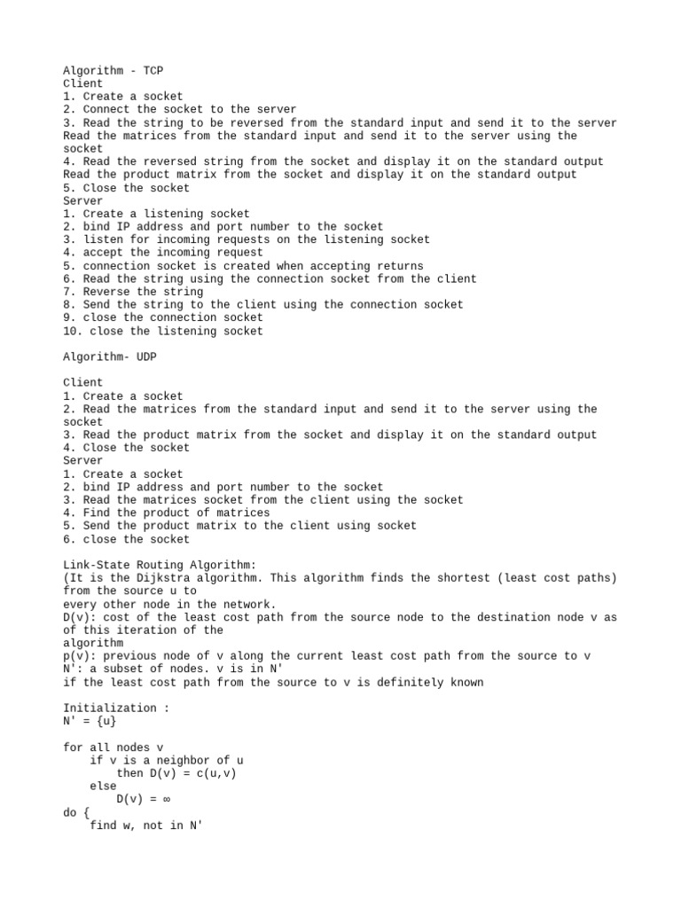 Algorithm Pdf Network Socket Port Computer Networking 0421