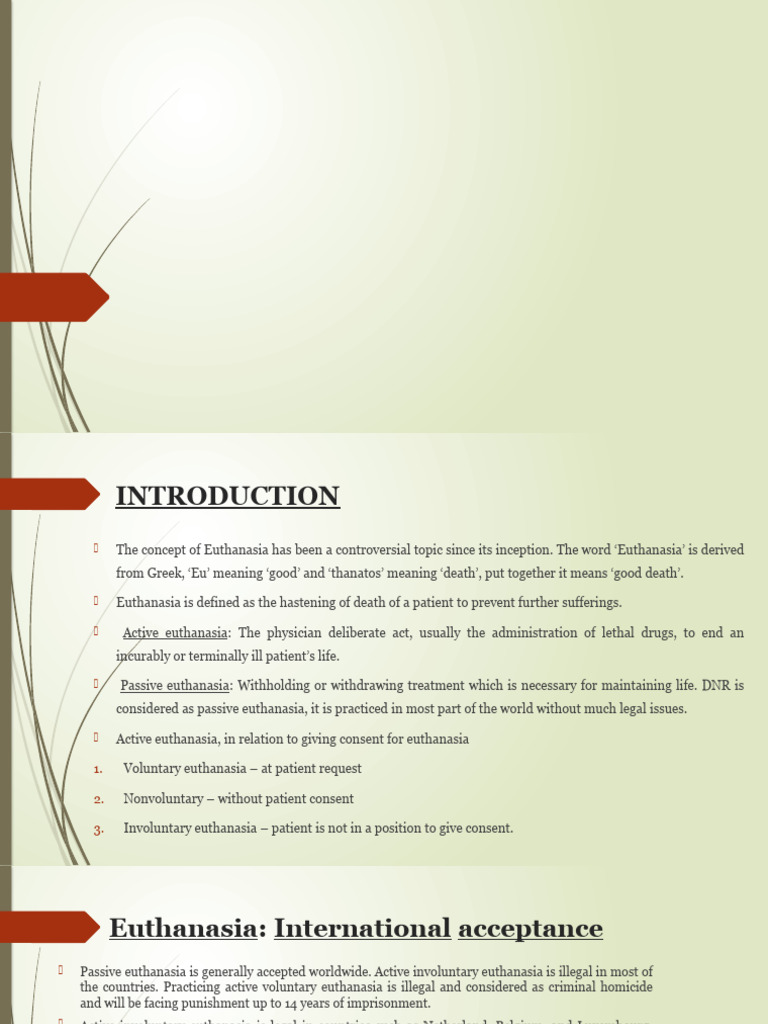 Euthanasia PPT 1 | PDF | Professional Ethics | Medical Humanities