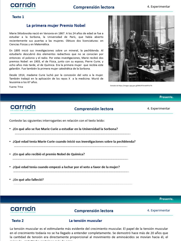 Marie Curie: Primera Mujer Nobel | PDF | Marie Curie | Proteínas