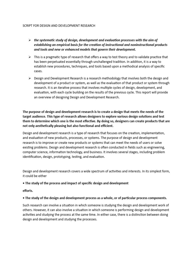 Script For Design and Development Research | PDF | Usability ...