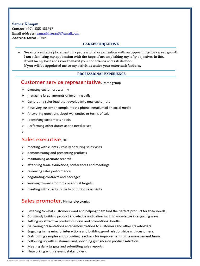 Samar Khaqan Resume 2024 PDF | PDF | Sales | Microsoft Office