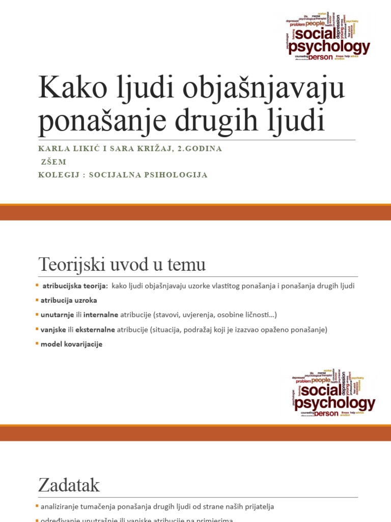 Kako Ljudi Objašnjavaju Ponašanje Drugih Ljudi | PDF