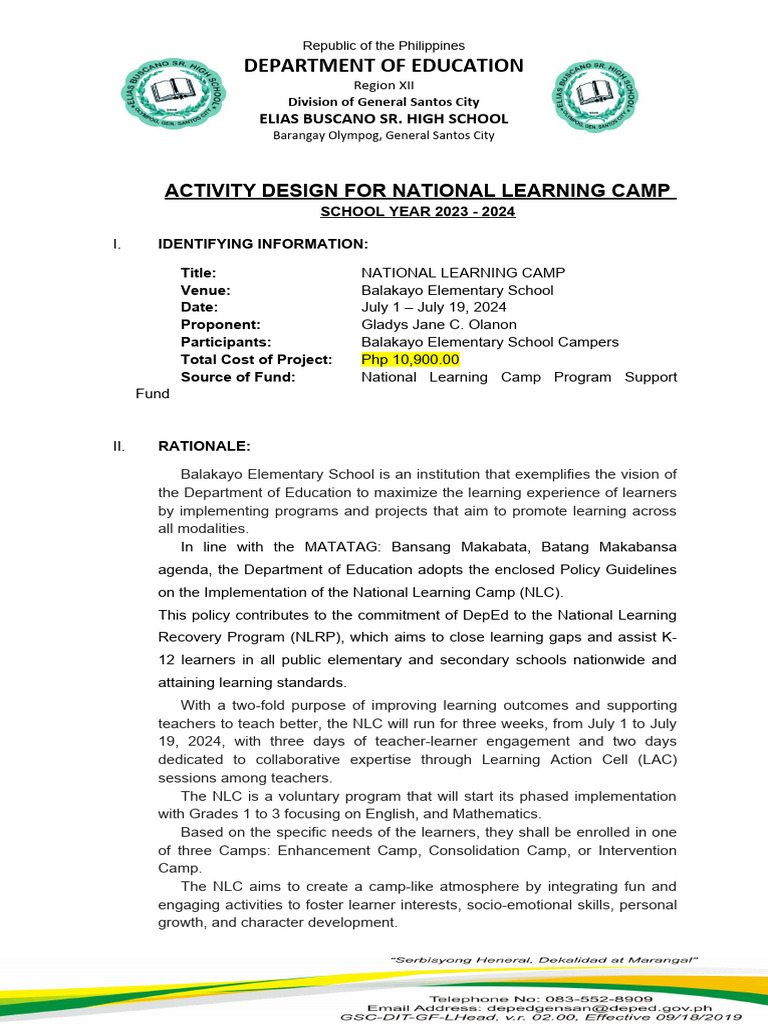 Activity Design NLC | PDF | Learning | Cognition