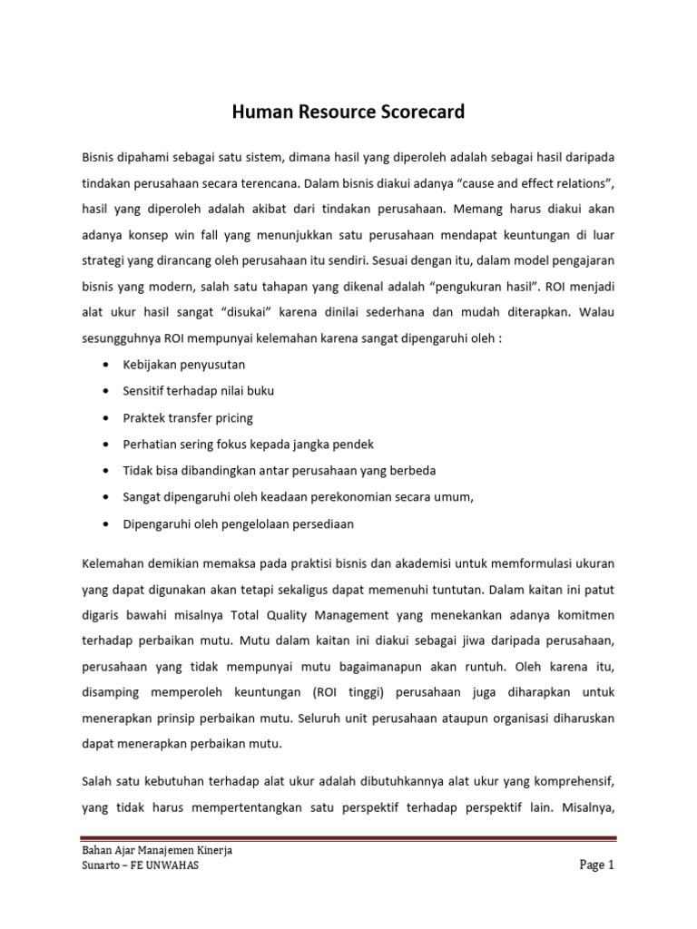 Human Resource Scorecard | PDF