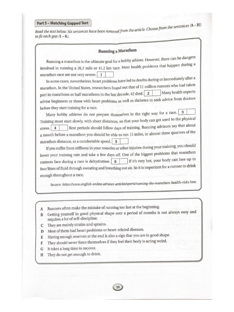 Part 5 - Matching Gapped Text | PDF