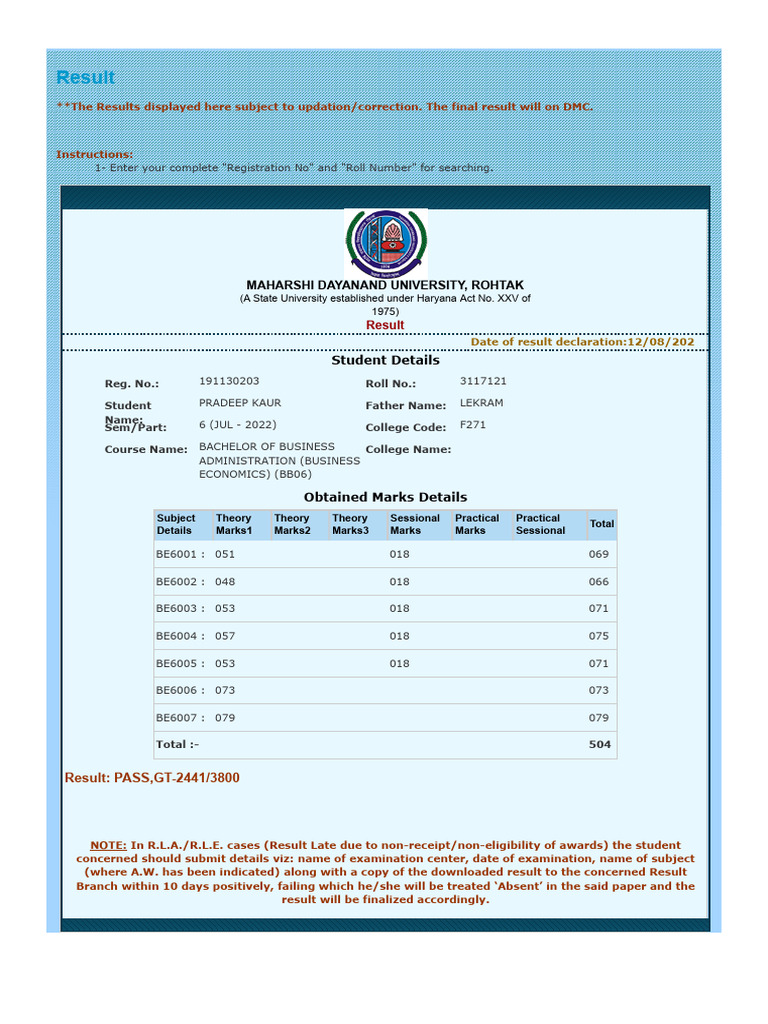 Maharshi Dayanand University, Rohtak | PDF
