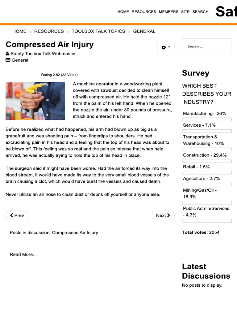 Compressed Air Injury | PDF